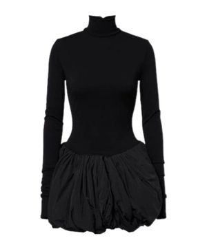 Magda Butrym Wool-blend Turtleneck Mini Dress With Voluminous Skirt