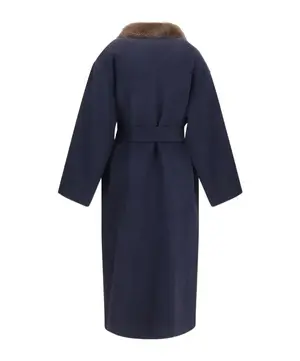 P.a.r.o.s.h Belted Fur-collar Coat