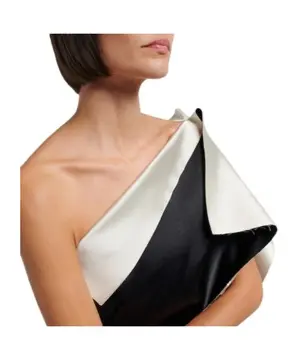 RÓHE One-shoulder Satin Dress With Colorblock Splicing