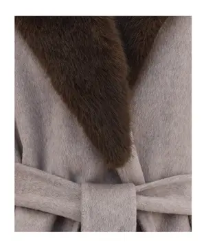 P.a.r.o.s.h Belted Fur Collar Midi Coat