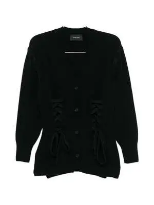 Simone Rocha Lace-up Merino Cardigan - Black