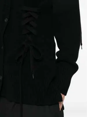 Simone Rocha Lace-up Merino Cardigan - Black