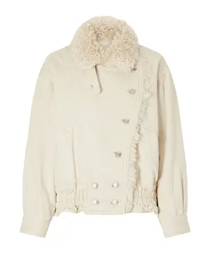 Isabel Marant Étoile Denim Valineo Jacket With Fur Insert - Sand