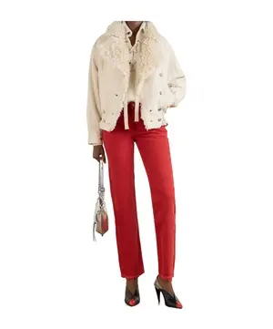 Isabel Marant Étoile Denim Valineo Jacket With Fur Insert - Sand