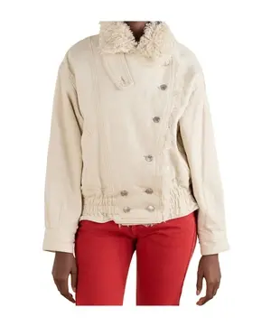 Isabel Marant Étoile Denim Valineo Jacket With Fur Insert - Sand