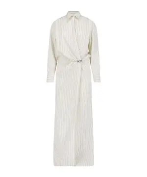 DONDUP Pinstripe-print Draped Maxi Gown