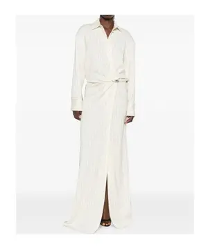 DONDUP Pinstripe-print Draped Maxi Gown