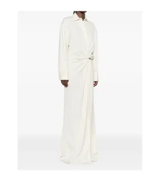DONDUP Pinstripe-print Draped Maxi Gown