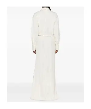DONDUP Pinstripe-print Draped Maxi Gown