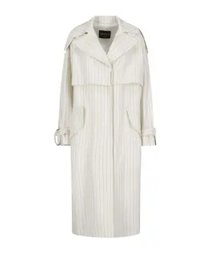 DONDUP Pinstriped Trench Coat - White
