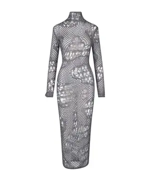 DONDUP Erotica High Neck Crochet Distressed Dress