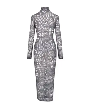 DONDUP Erotica High Neck Crochet Distressed Dress