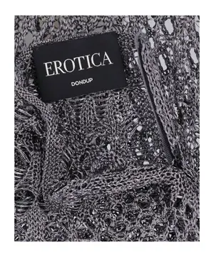 DONDUP Erotica High Neck Crochet Distressed Dress