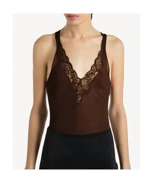 Balmain Knit Vest Top With Lace
