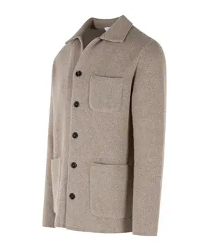 LARDINI Patch Pocket Cashmere Knit Jacket