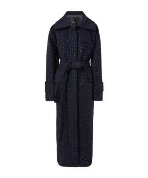 Pinko Rhinestone-embellished Belted Coat