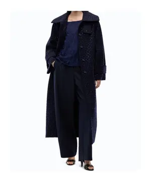 Pinko Rhinestone-embellished Belted Coat