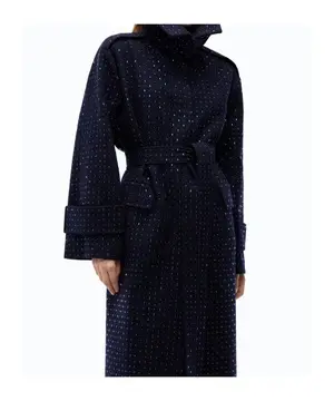 Pinko Rhinestone-embellished Belted Coat