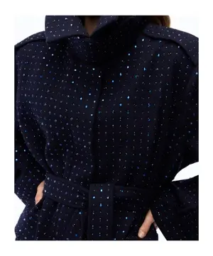 Pinko Rhinestone-embellished Belted Coat