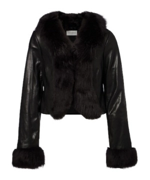 Nour Hammour Shearling-trimmed Leather Jacket