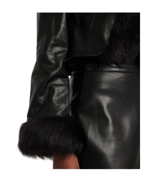 Nour Hammour Shearling-trimmed Leather Jacket