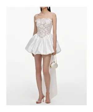 SELF-PORTRAIT Sequin Lace Bow Mini Dress