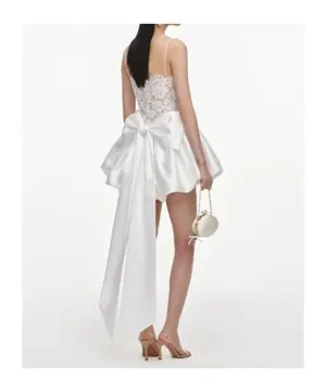 SELF-PORTRAIT Sequin Lace Bow Mini Dress