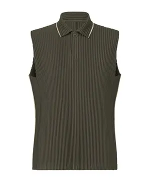 Issey Miyake Sleeveless Pleated Top - Gray-brown