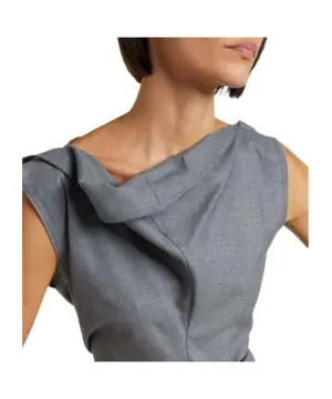 Victoria Beckham Draped Asymmetric Wool Midi Dress