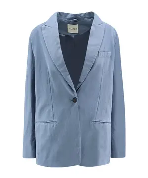 Closed Single-breasted Peak-lapel Blazer - Blue
