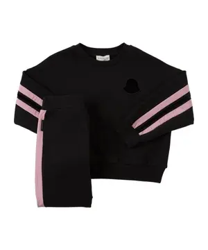 Moncler Sweatshirt And Sweatpants Set With Stripe Detailing - Black