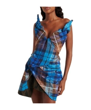 VIVIENNE WESTWOOD Draped Plaid Bustier Top