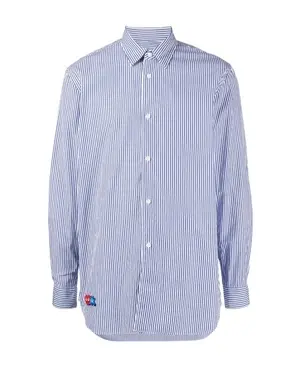 Play Comme Des Garcon Lapel Long-sleeved Shirt - Blue