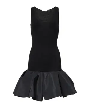Nina Ricci Peplum Cotton-blend Midi Dress - Black