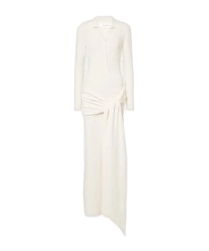 AYA MUSE V-neck Long Sleeve Maxi Dress With Front Knot Detail