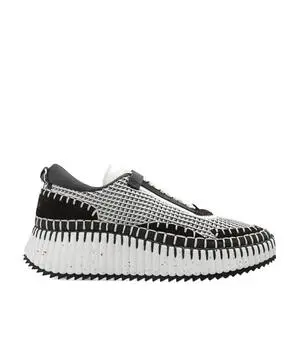 Chloé Knit Lace-up Sneakers - White
