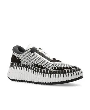 Chloé Knit Lace-up Sneakers - White