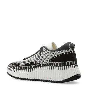 Chloé Knit Lace-up Sneakers - White