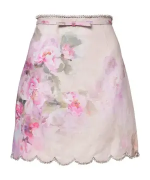 ZIMMERMANN Crush Floral Linen Miniskirt