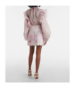 Zimmermann Crush Floral Linen Miniskirt