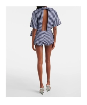 Rabanne Bow-detail Striped Cotton Shorts