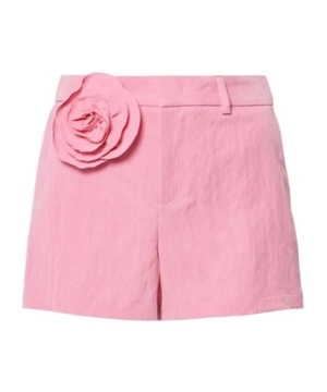 Blumarine Floral-appliqué Gabardine Shorts - Pink