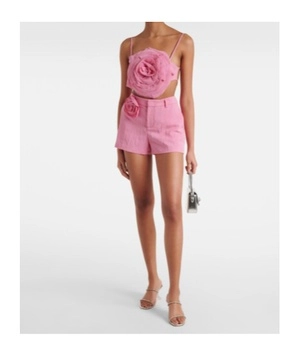 Blumarine Floral-appliqué Gabardine Shorts