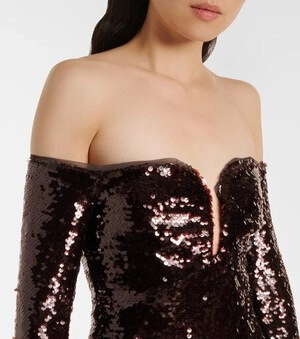 SELF-PORTRAIT Off-shoulder Sequined Gown