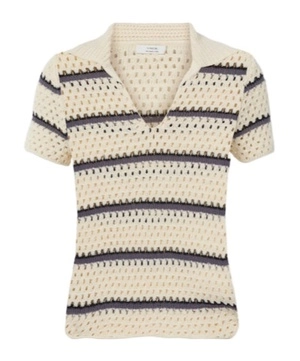VINCE Striped Hollow Polo Shirt