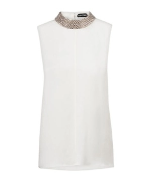 TOM FORD Embellished Silk Satin Top