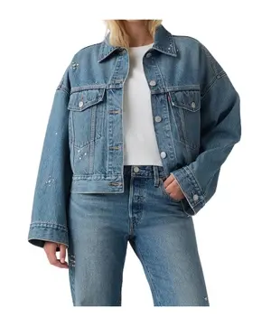 LEVI'S Embellished Cropped Denim Jacket