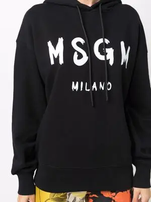 MSGM Logo Printed Drawstring Hoodie