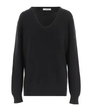 THE ROW Long-sleeve V-neck Pullover - Black