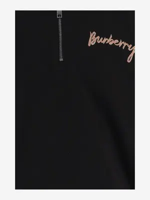 Burberry Logo Embroidered Half-zip Sweatshirt